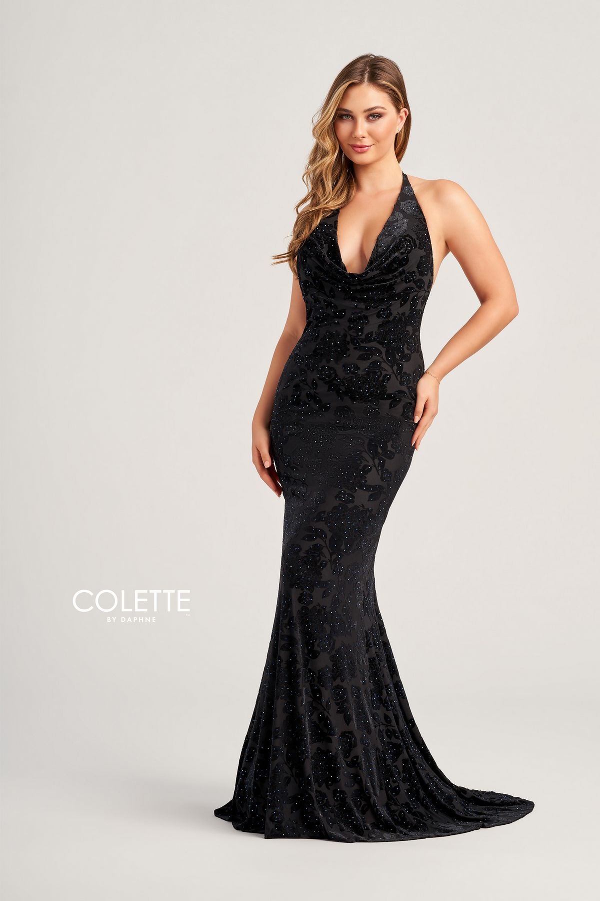 Black Colette Cl5118 Fitted Prom Long Halter Formal Dress For 59999