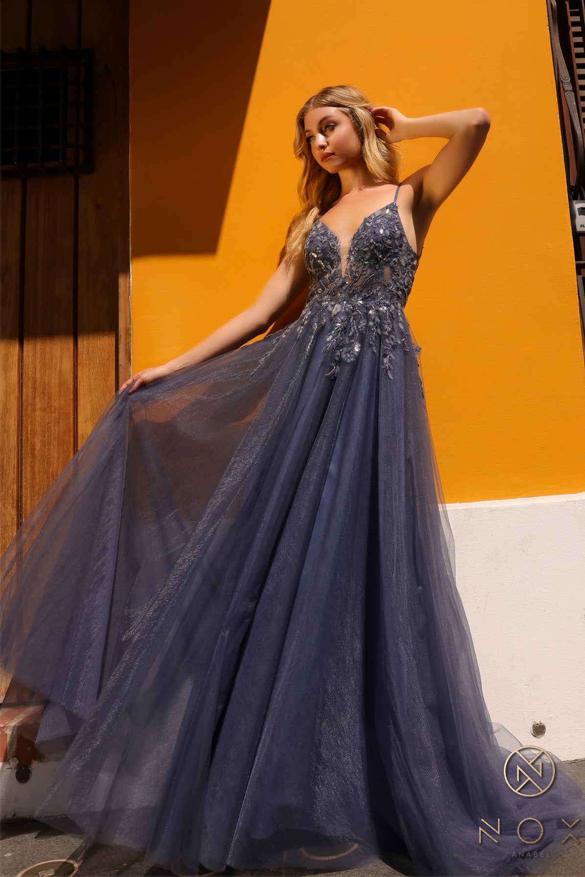 Light Gray Nox Anabel Q1391 A Line Beaded Long Prom Gown For 275 0 Light Gray Nox Anabel Q1391 A Line Beaded Long Prom Gown For 275 0