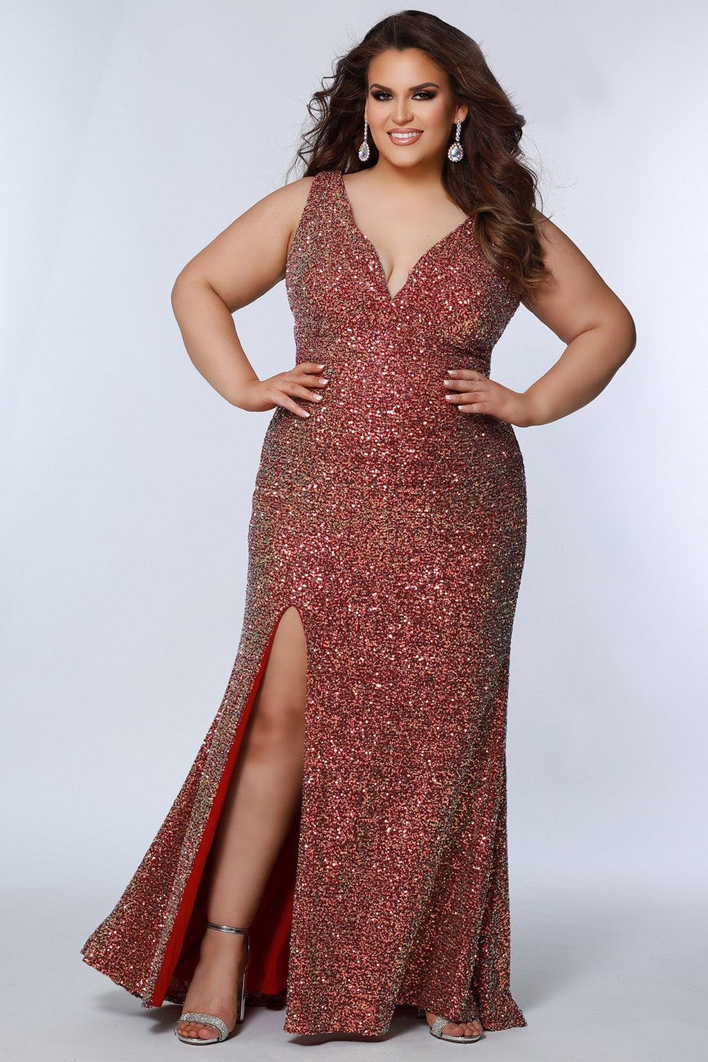 Green Surge Sydneys Closet Sc7339 Plus Size Long Formal Prom Dress For