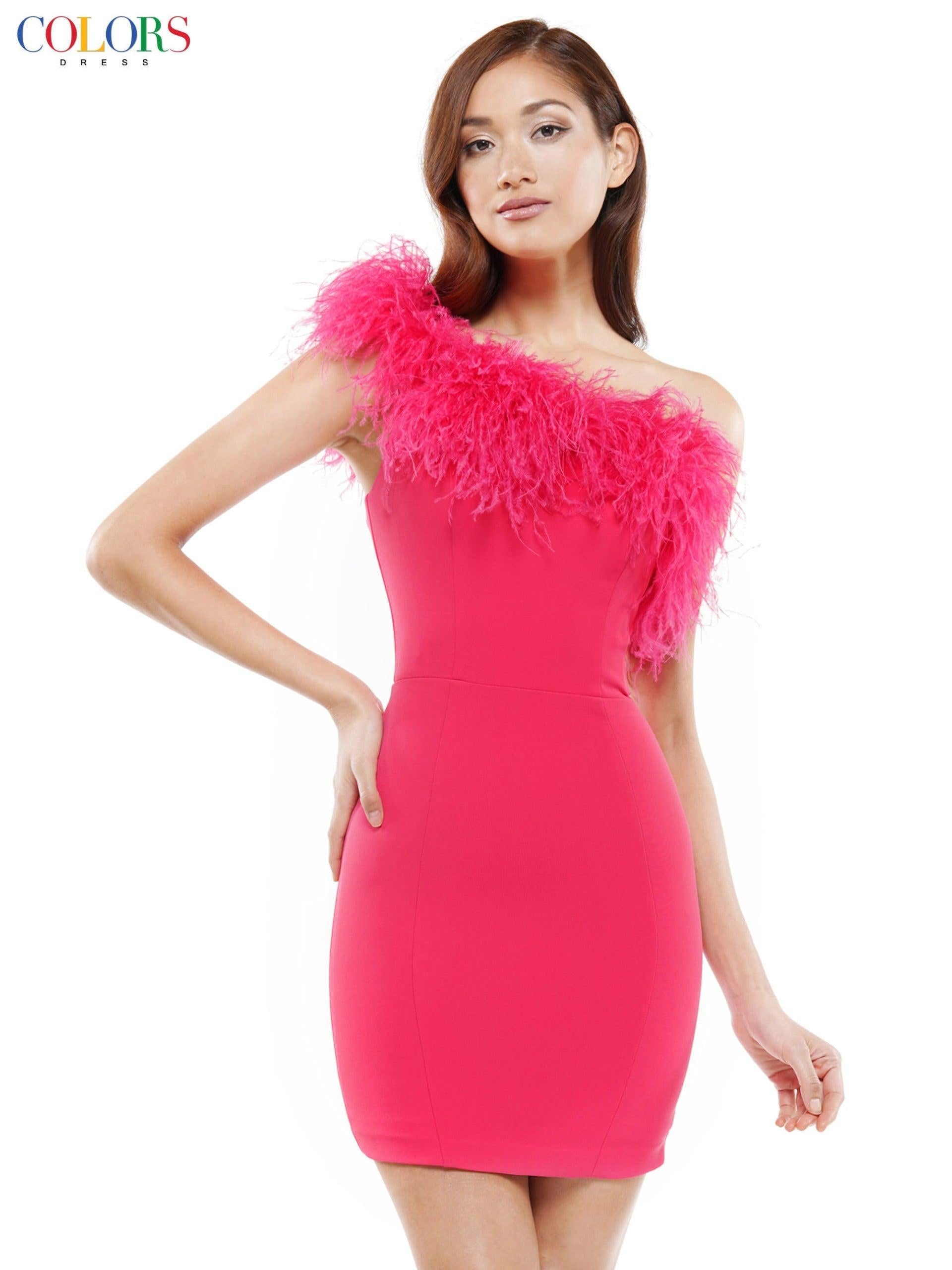 Hot Coral Colors 2404 Colors Prom Short One Shoulder Cocktail Dress For 23999 The Dress Outlet
