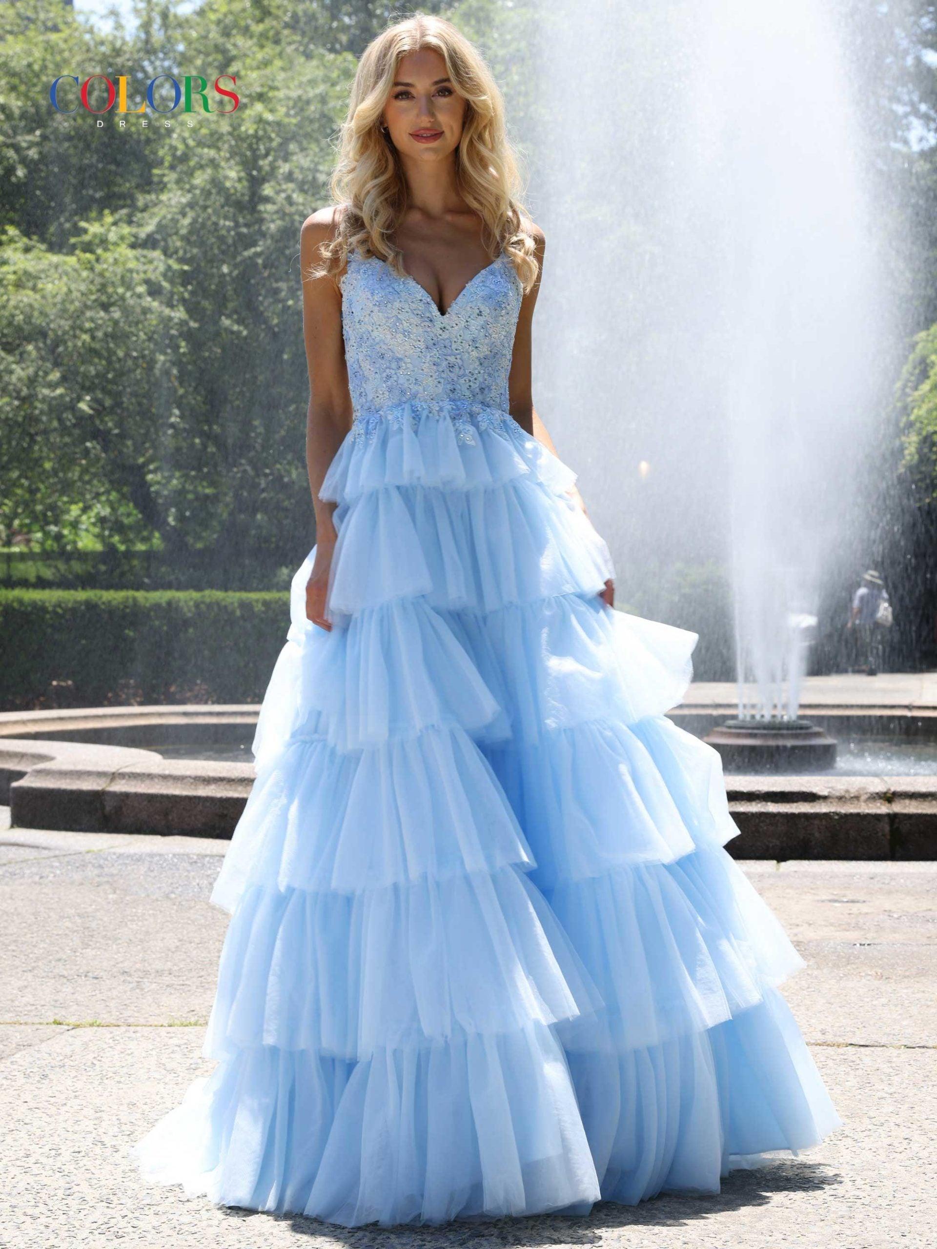 Light Blue Colors 2911 Colors Spaghetti Strap Long Prom Dress For 549