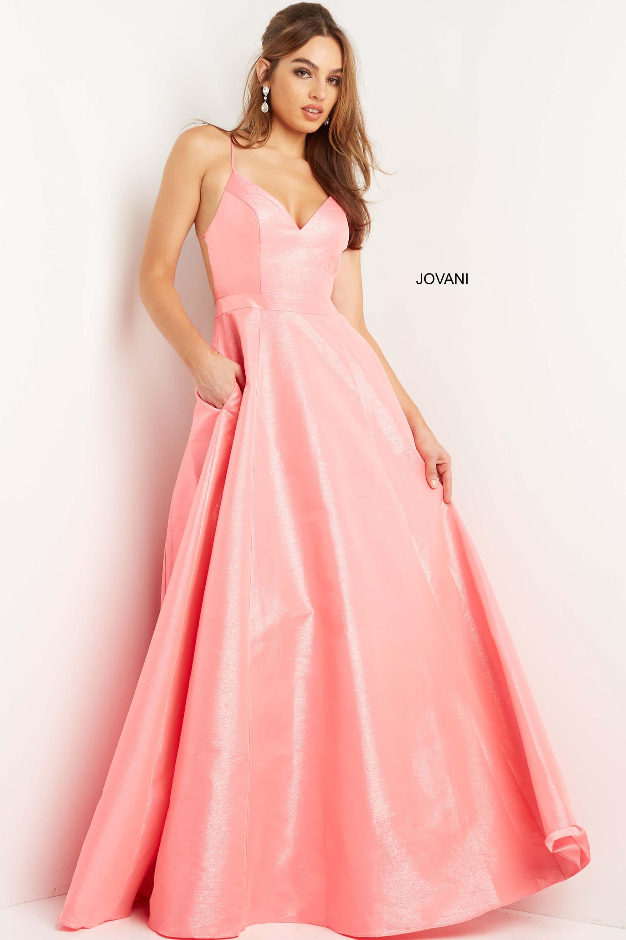Hot Pink Jovani 08156 Spaghetti Strap Long Prom Gown For 5000 The