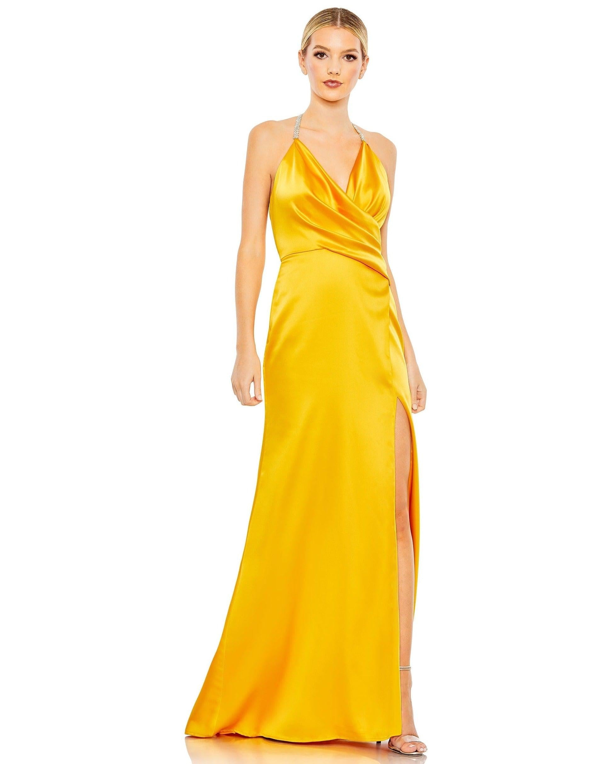 Marigold Mac Duggal 26894 Prom Long Halter Sexy Prom Gown For 358 0