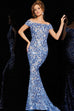 Copper Jovani 1122 Long Off Shoulder Sequin Gown for $680.0 – The Dress Outlet