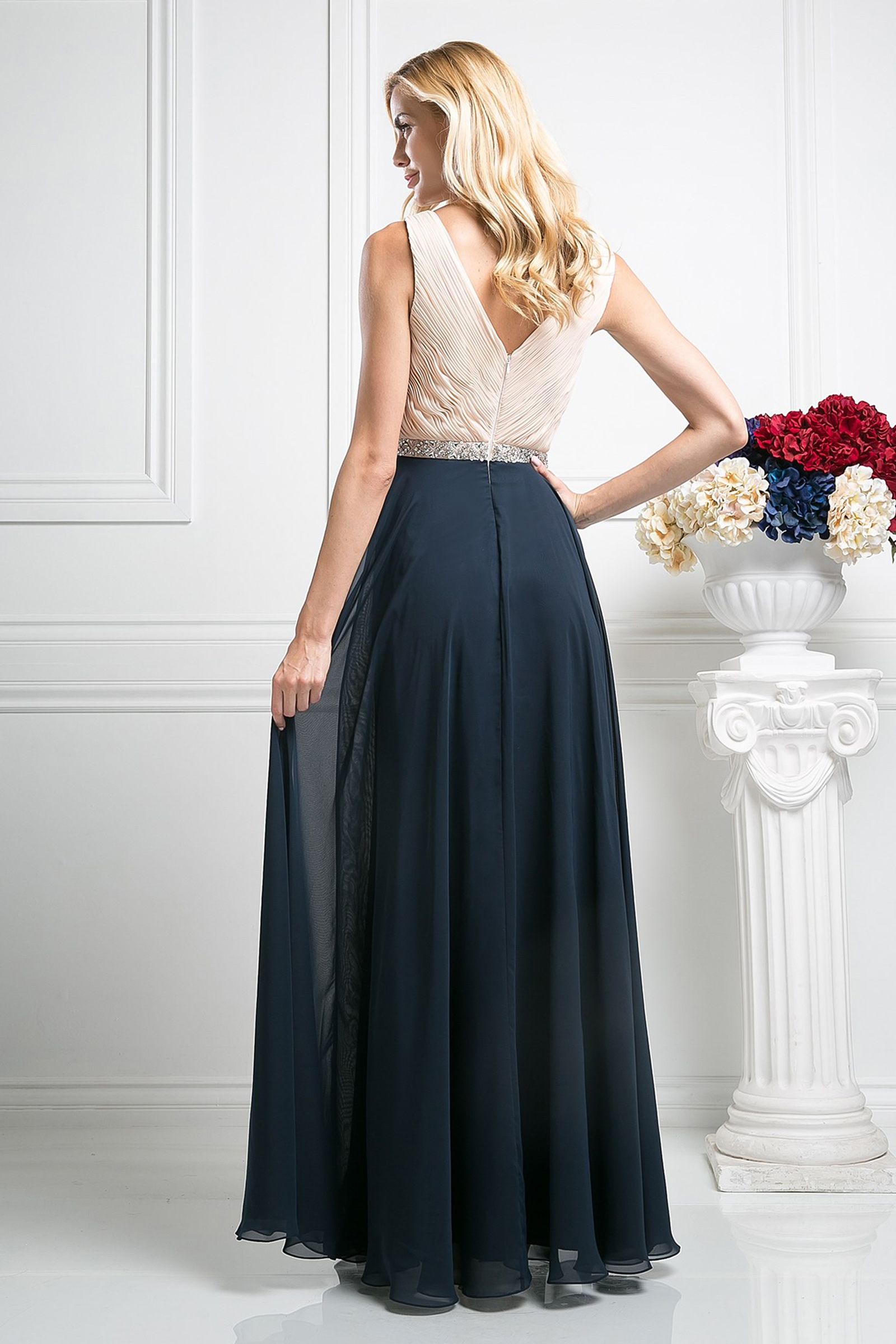 LaDivine 1968 Long Prom Beaded A Line Formal Dress