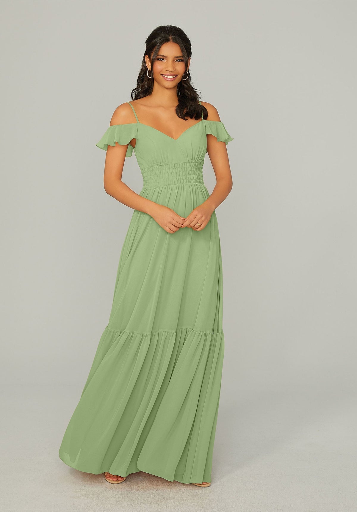 Long Formal Ruffle A Line Dress MGNY Madeline Gardner New York 21768