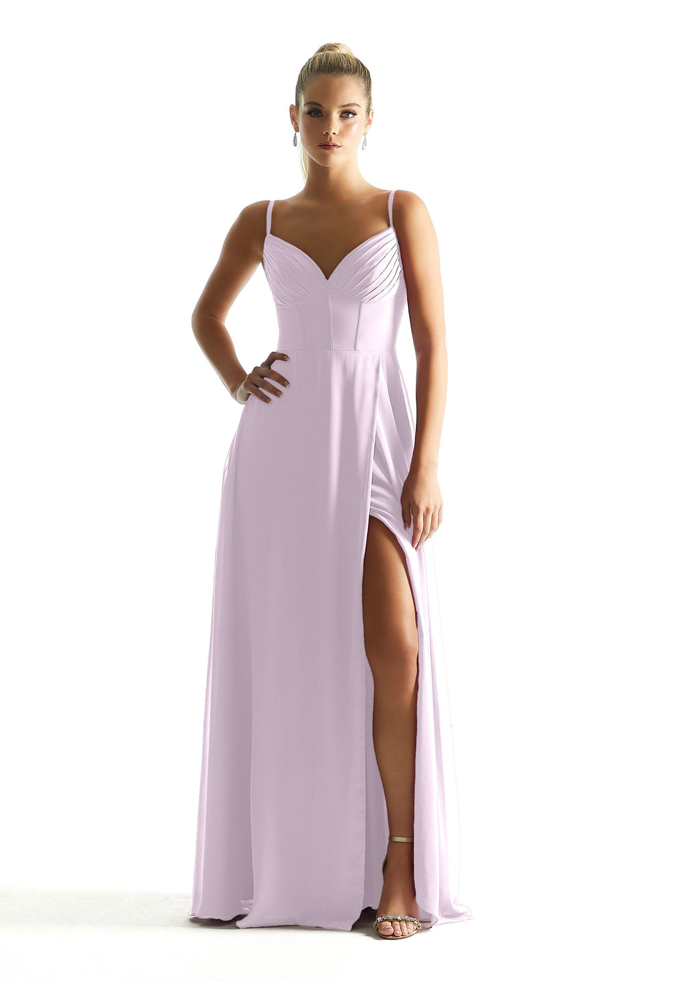 Long Pleated Formal Corset A Line Dress MGNY Madeline Gardner New York ...