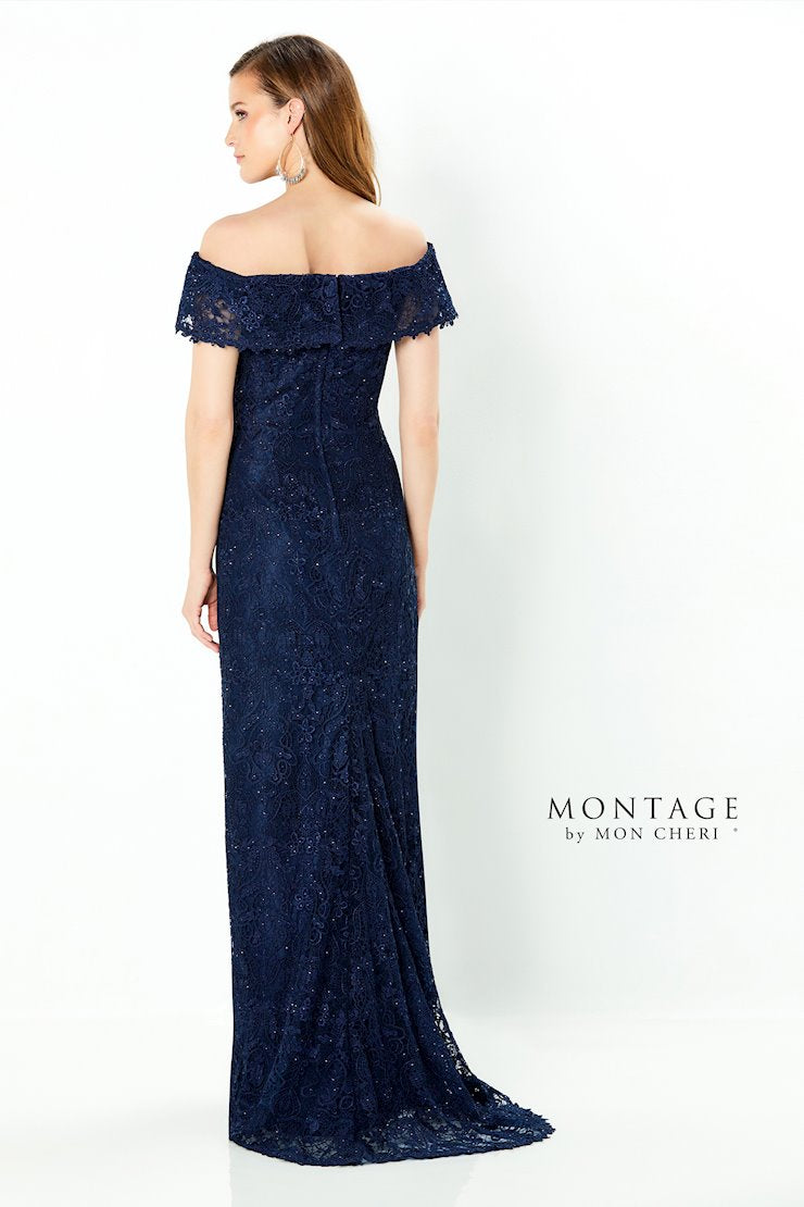 Navy Blue Montage 220947 Long Ruffle Top Formal Evening Dress for $745. ...