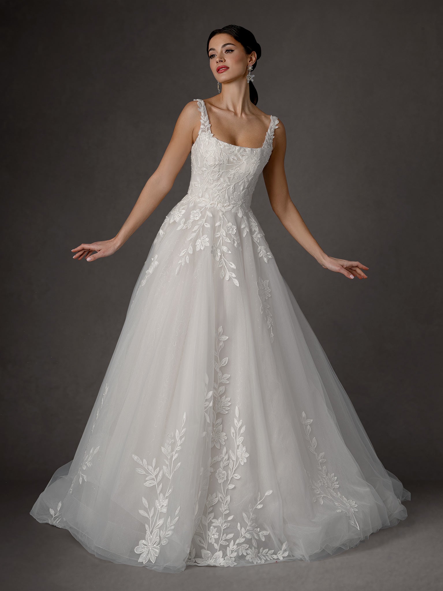A Line Floral Long Lace Wedding Dress Stella Couture 25659