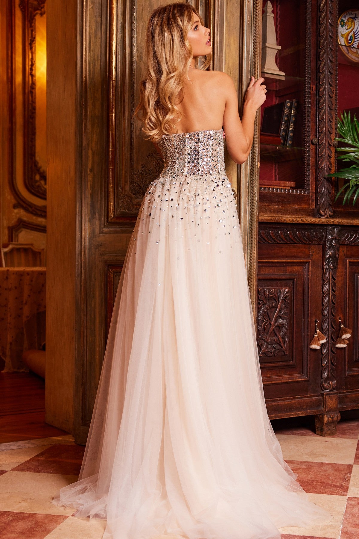 Nude/Silver Jovani 23712 Long Fitted Prom Dress for $1995.0 – The Dress ...
