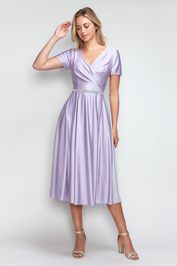 Tea Length Pleated Cocktail Dress Lenovia 5274