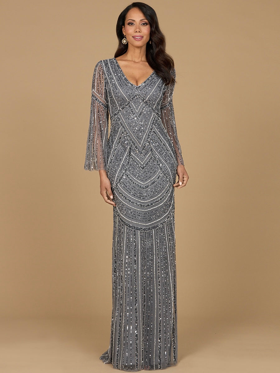 Grey Lara Dresses 28954 Long Beaded Mother of the Bride Formal Dress ...
