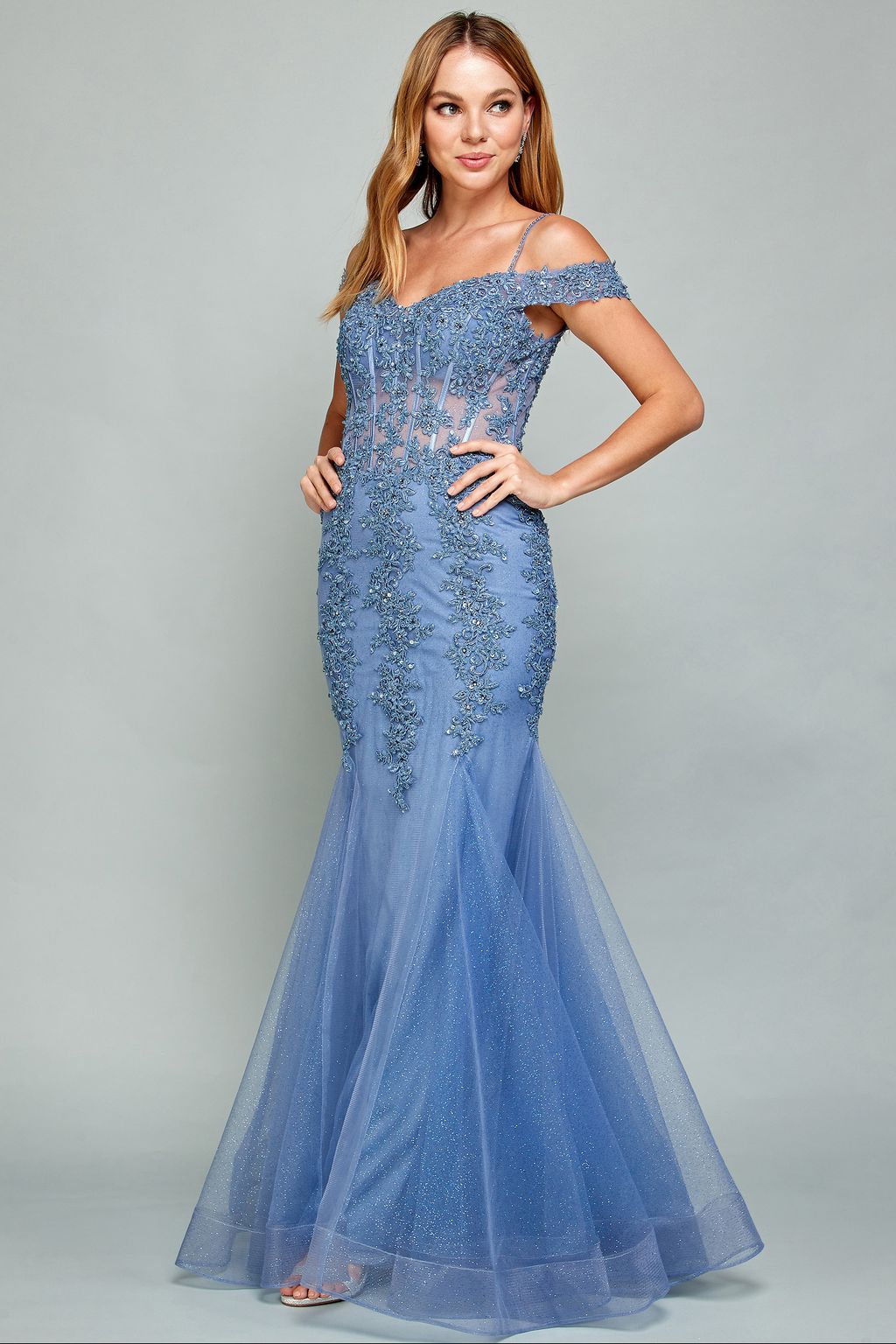 Black Adora 3005 Long Beaded Lace Formal Corset Prom Dress - Prom ...