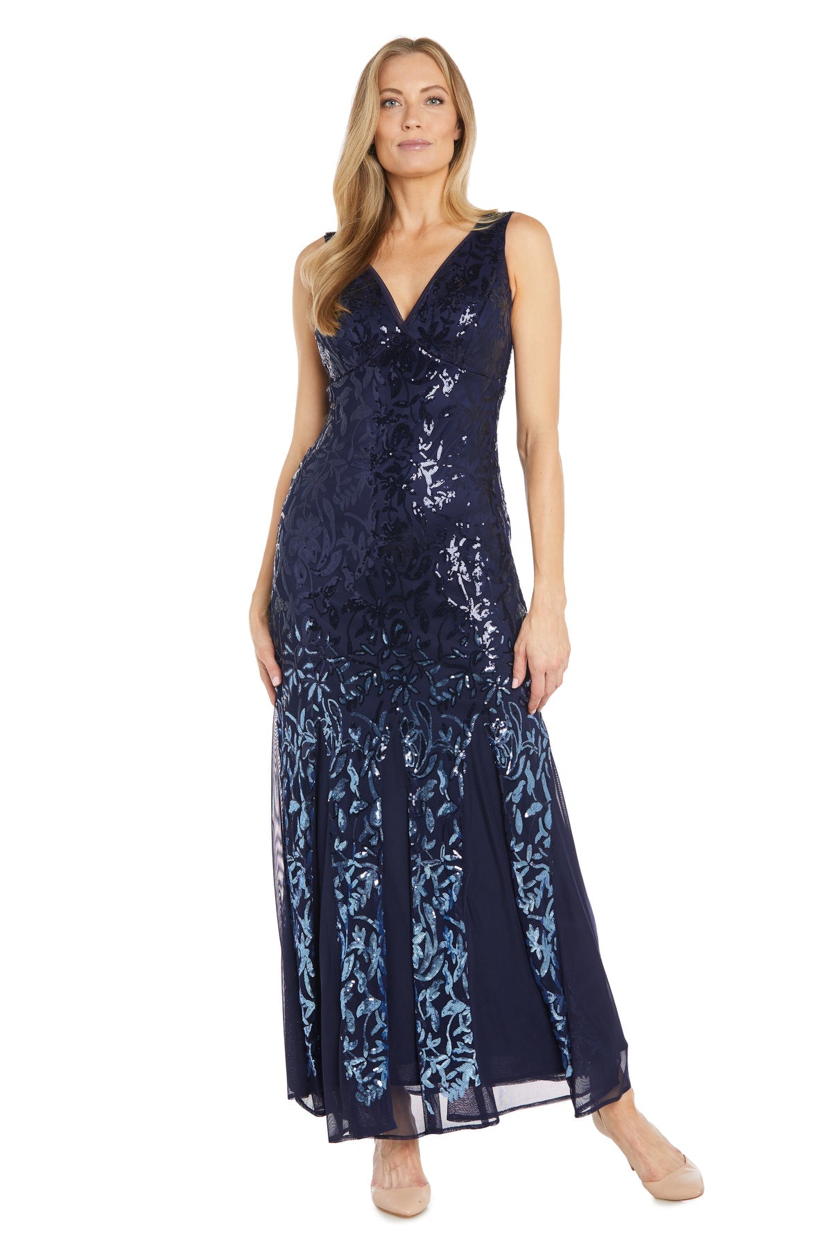 Navy/Periwinkle R&M Richards 3209 Long Ombre Sequin Formal Dress for ...
