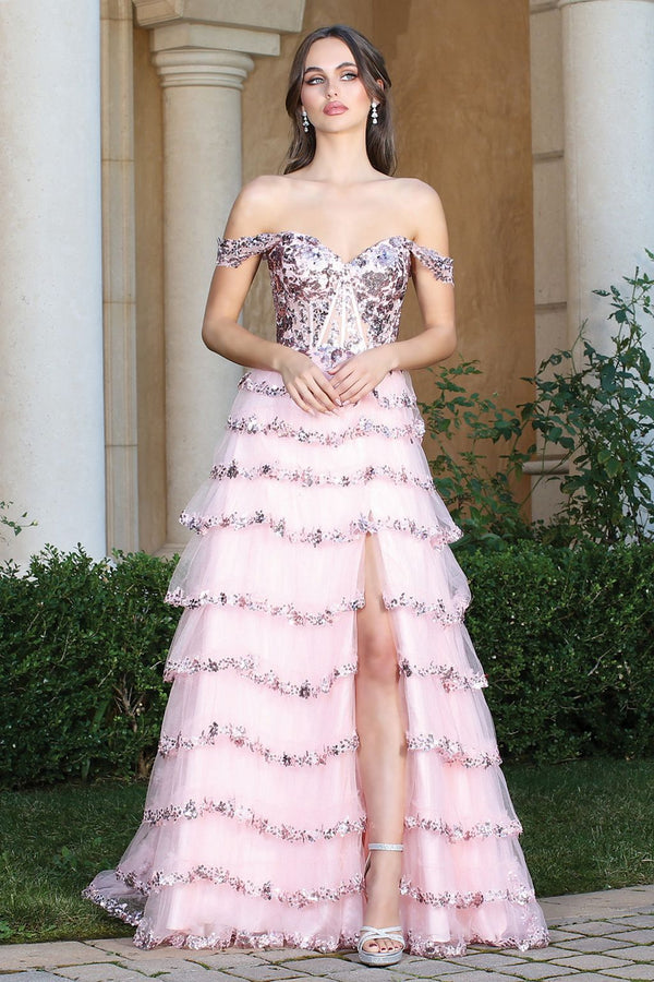 Blush Adora 3213 A Line Sequin Long Formal Prom Dress for $225.0 – The ...