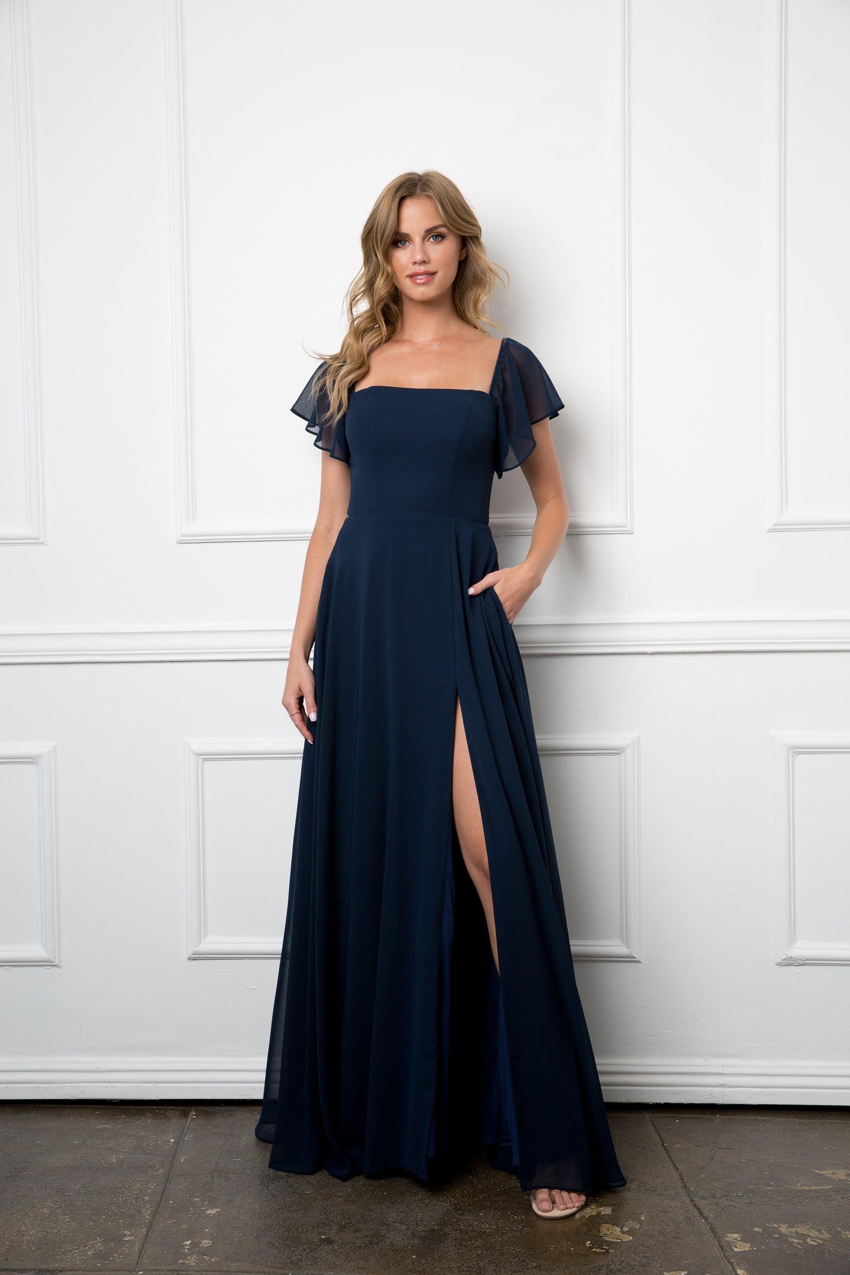 Navy Long Formal Bridesmaids Chiffon Evening Gown for $47.99 – The ...