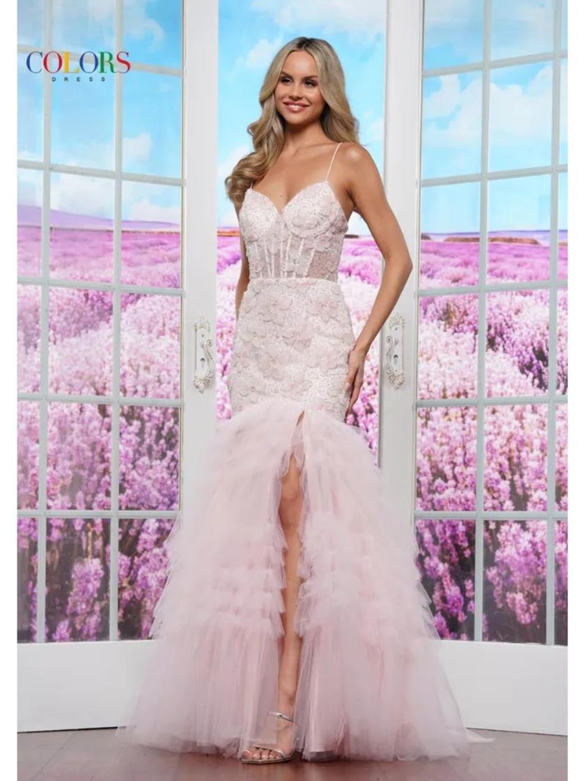 Blush Colors 3465 Formal Ruffle Floral Long Prom Dress for $228.0 – The ...