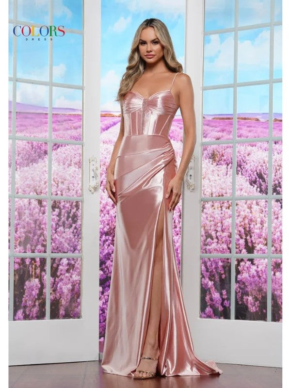 Blush Colors 3603 Fitted Long Formal Metallic Prom Dress for $278.0 ...