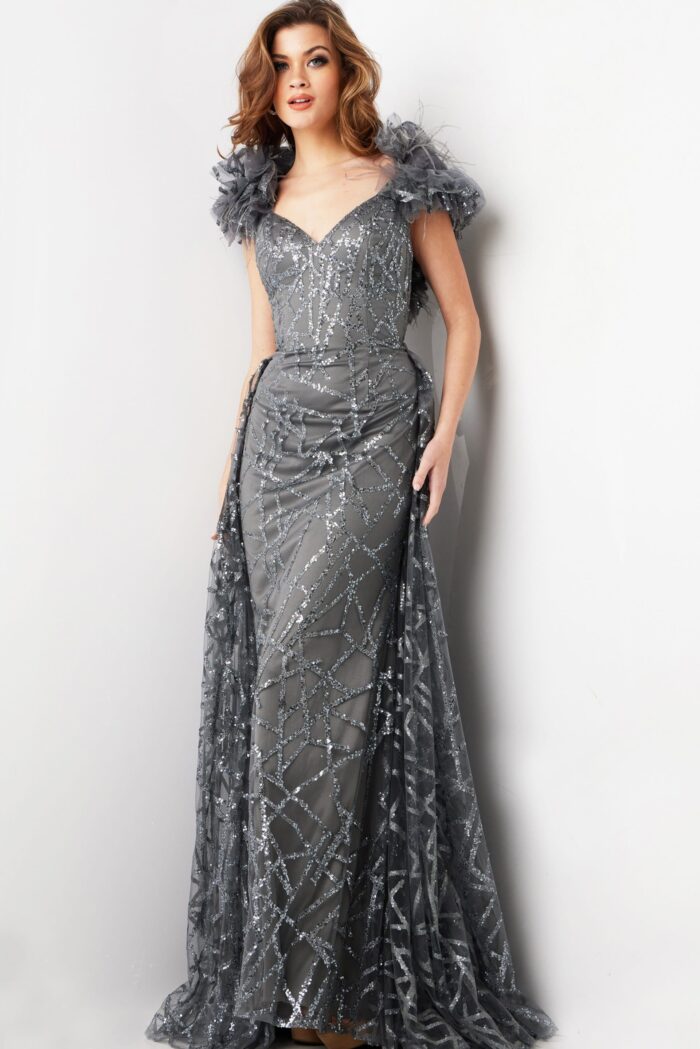 Gunmetal Jovani 37206 Mermaid Long Formal Evening Dress for $680.0 ...