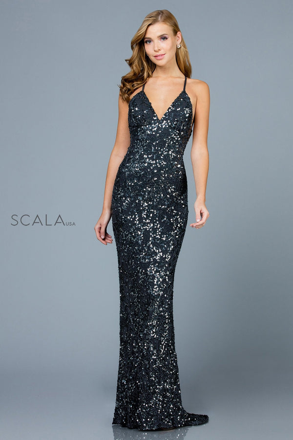 Scala 47542 Beaded Long Formal Prom Dress