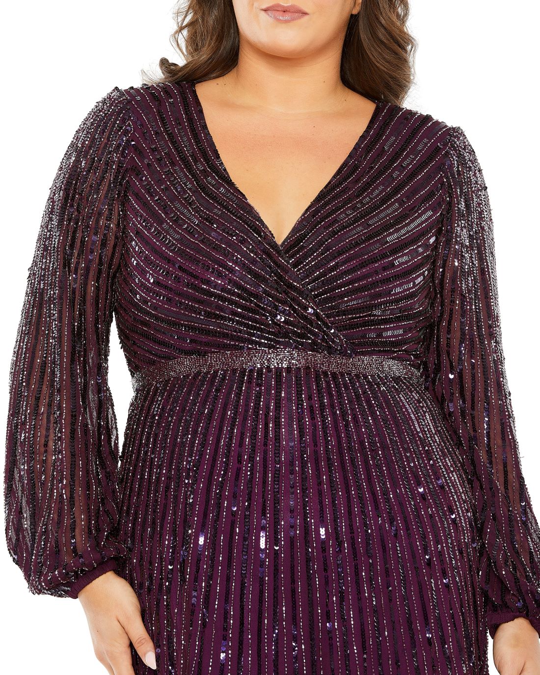 Blackberry Mac Duggal 5784 Plus Size Long Sleeve Formal Evening Dress ...