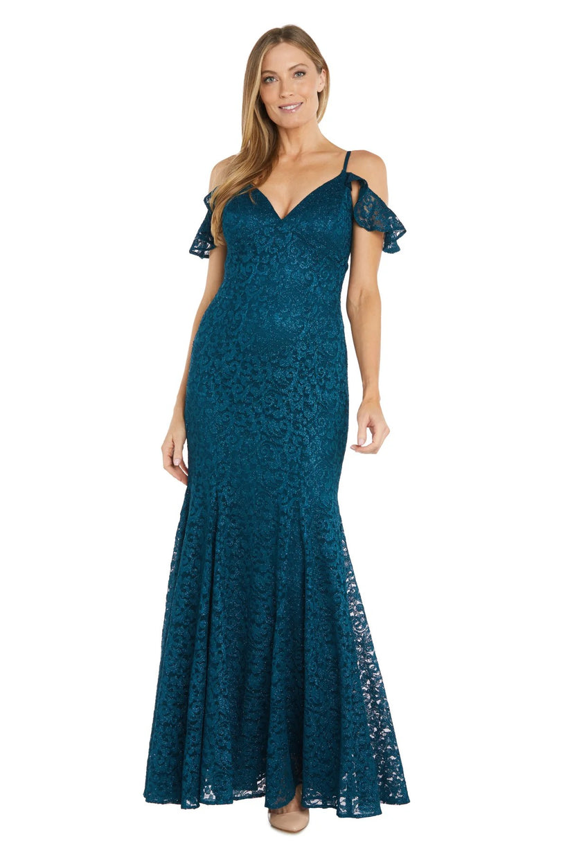 Peacock R&M Richards 6177 Long Formal Glitter Lace Evening Dress for ...