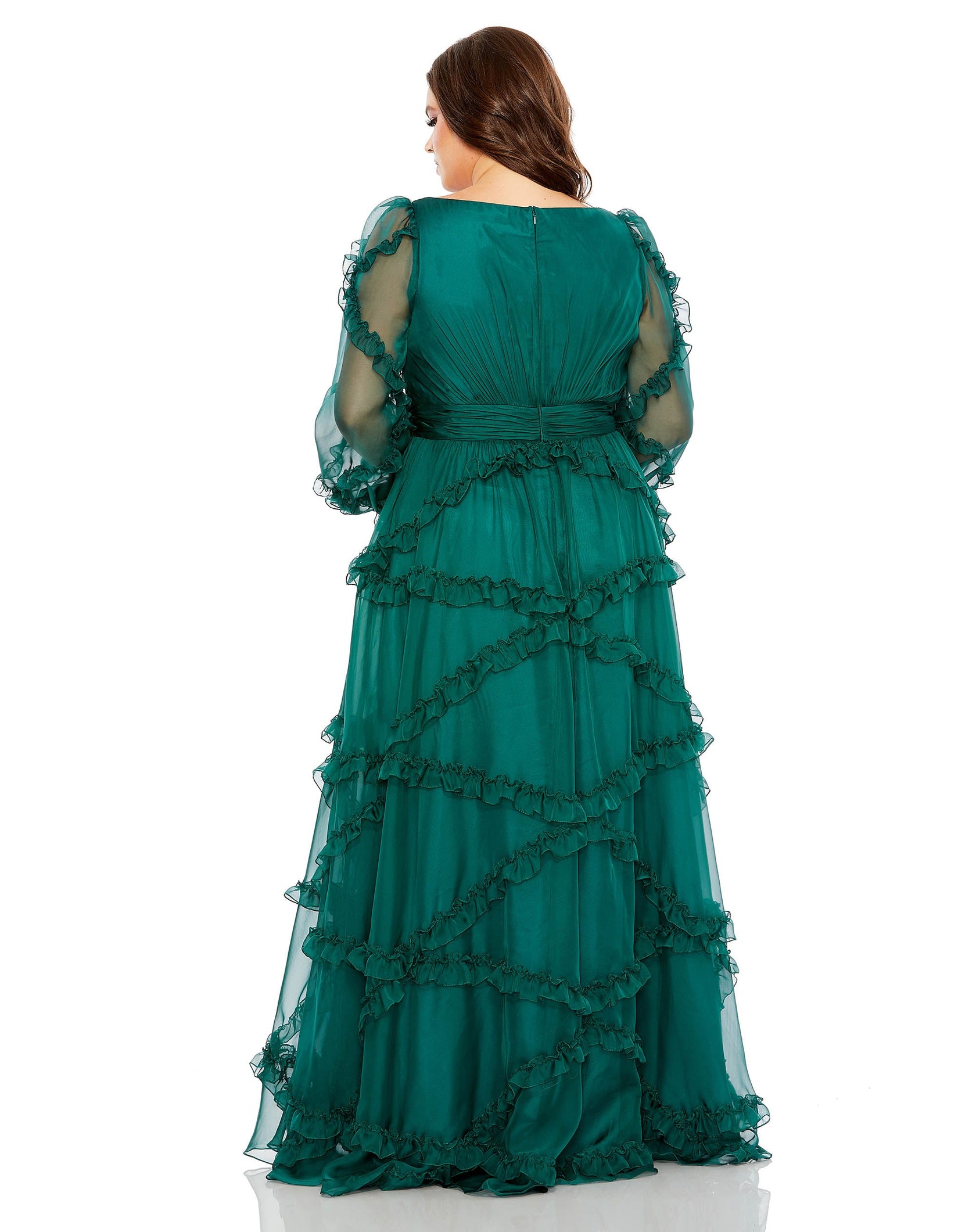 Teal Mac Duggal 68425 Plus Size A Line Long Sleeve Formal Dress for ...