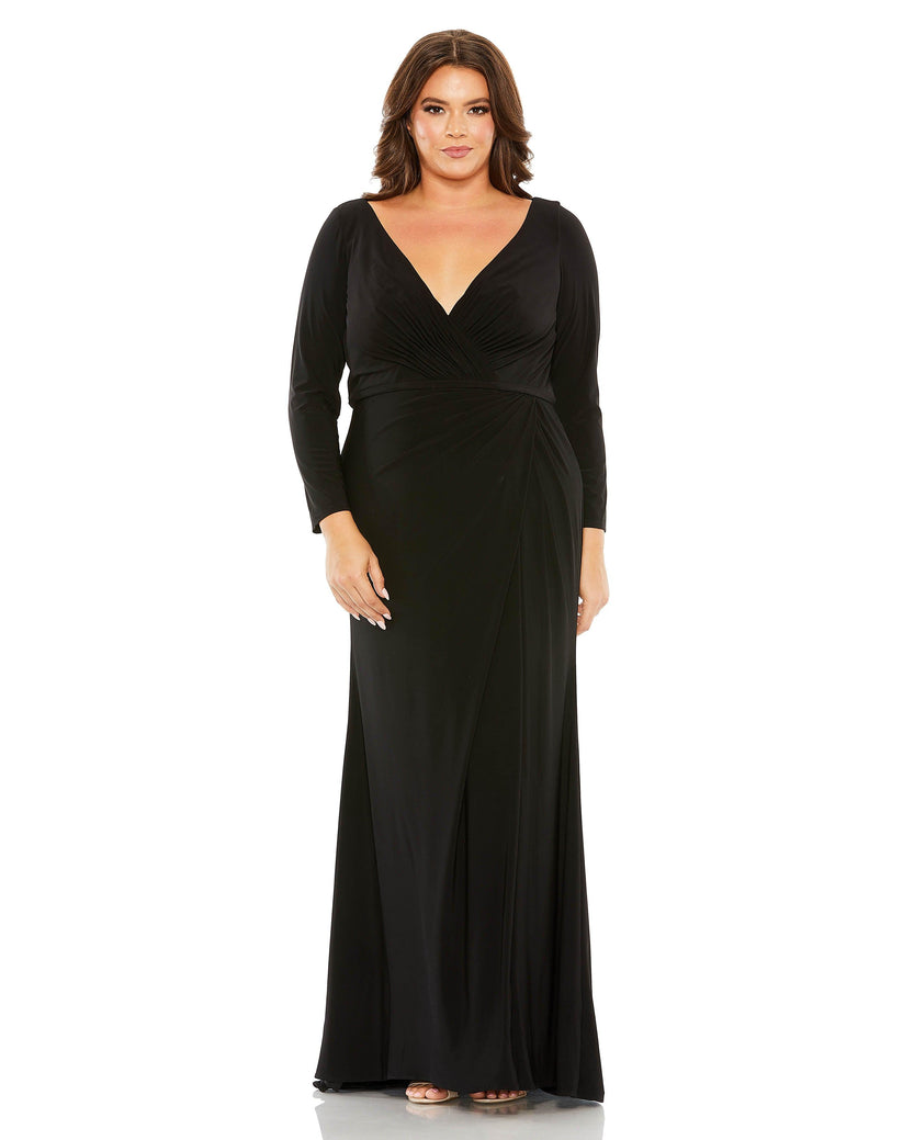 Black Mac Duggal 68442 Fabulouss Long Sleeve Fitted Dress Sale for $209.99 – The Dress Outlet