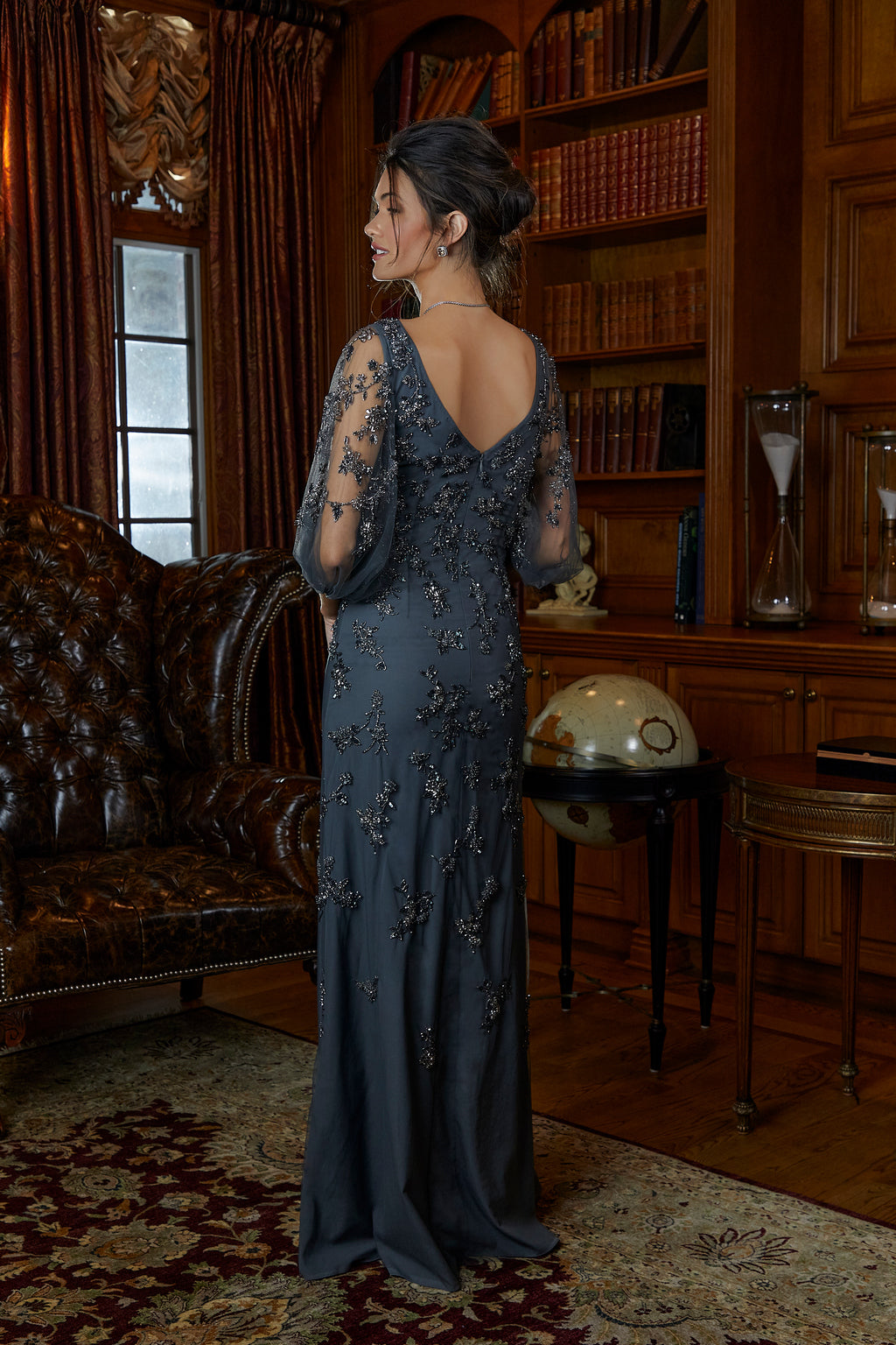 Pewter MGNY Madeline Gardner New York 72844 Long Mother of the Bride ...