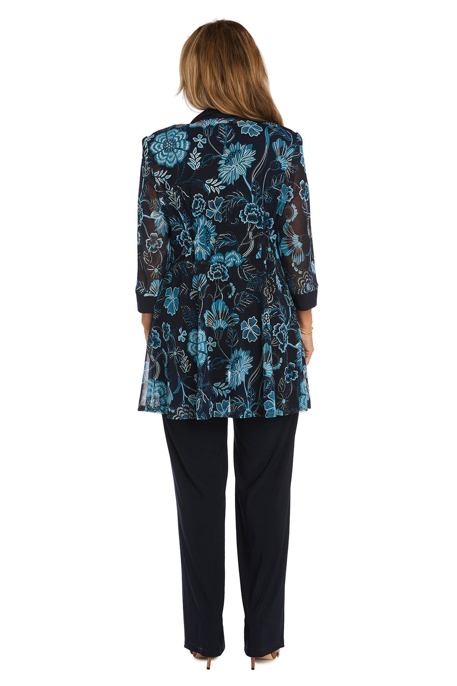Navy Teal R&M Richards 9842 Two Piece Print Formal Pant Set for $89.0 ...