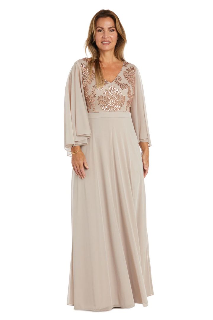 Champagne R&M Richards 99399 Long Formal Mother of the Bride Dress for ...