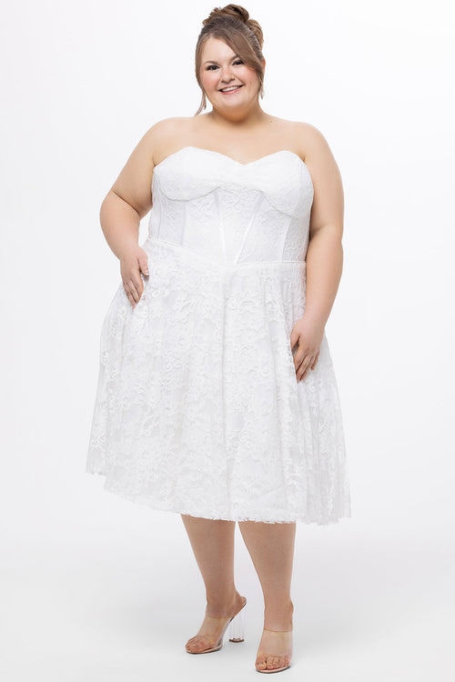 Sydneys Closet CE2613 Short Cocktail Lace Plus Size Dress