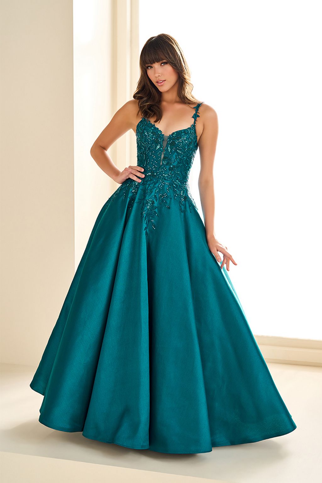 Teal Ellie Wilde EW36094 Ball Gown Lace Long Formal Sequin Prom Dress ...