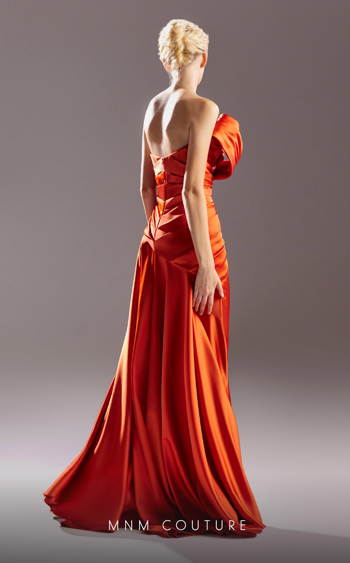 Orange MNM Couture G1511 Long A Line Pleated Formal Dress for $1520.0 ...