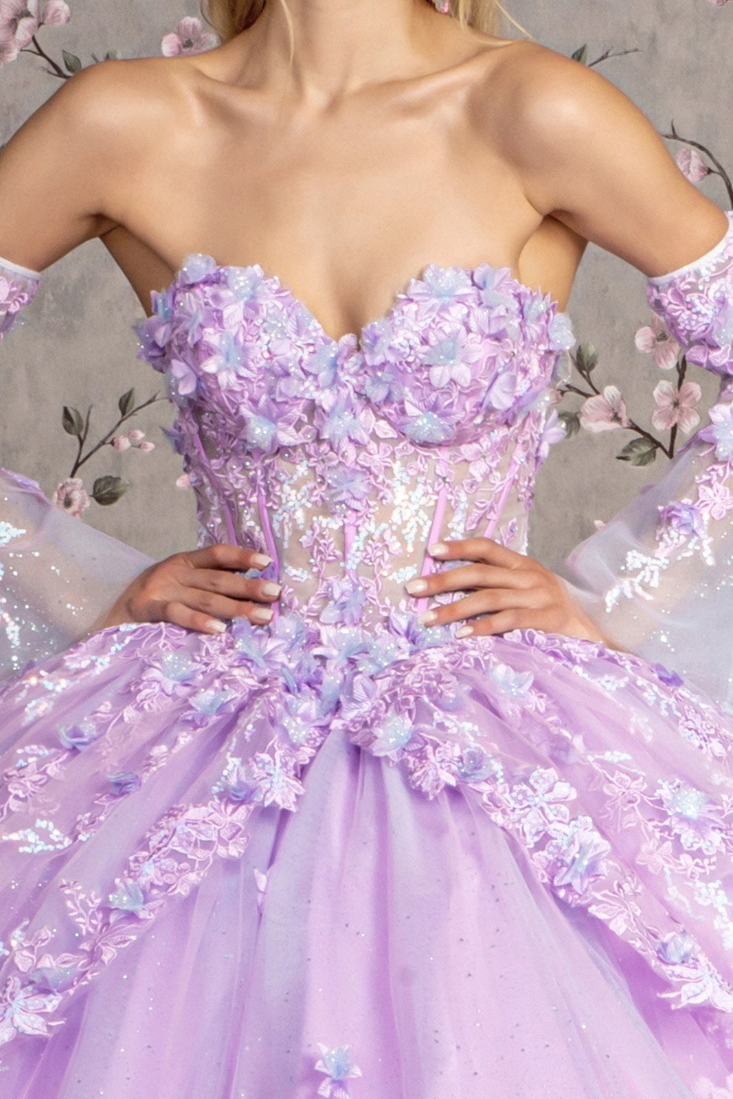 Lilac Long Quinceanera Dress Sweet 16 Ball Gown for $1137.0 – The Dress ...