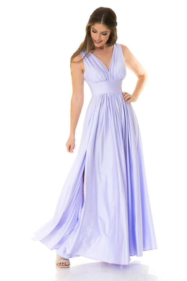A Line Pleated Formal Long Dress Lenovia 5232