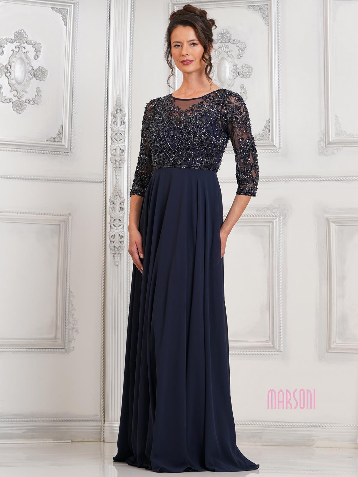 Deep Green Marsoni MV1322 Mother of the Bride Long Beaded Dress for ...
