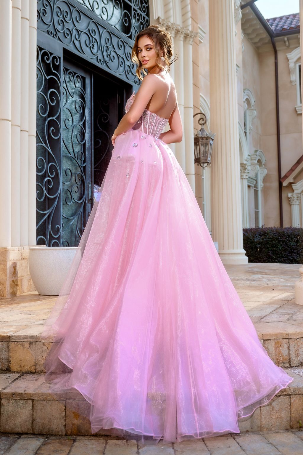 Pink Portia and Scarlett PS24529 Overskirt Long Prom Dress for $739.0 ...