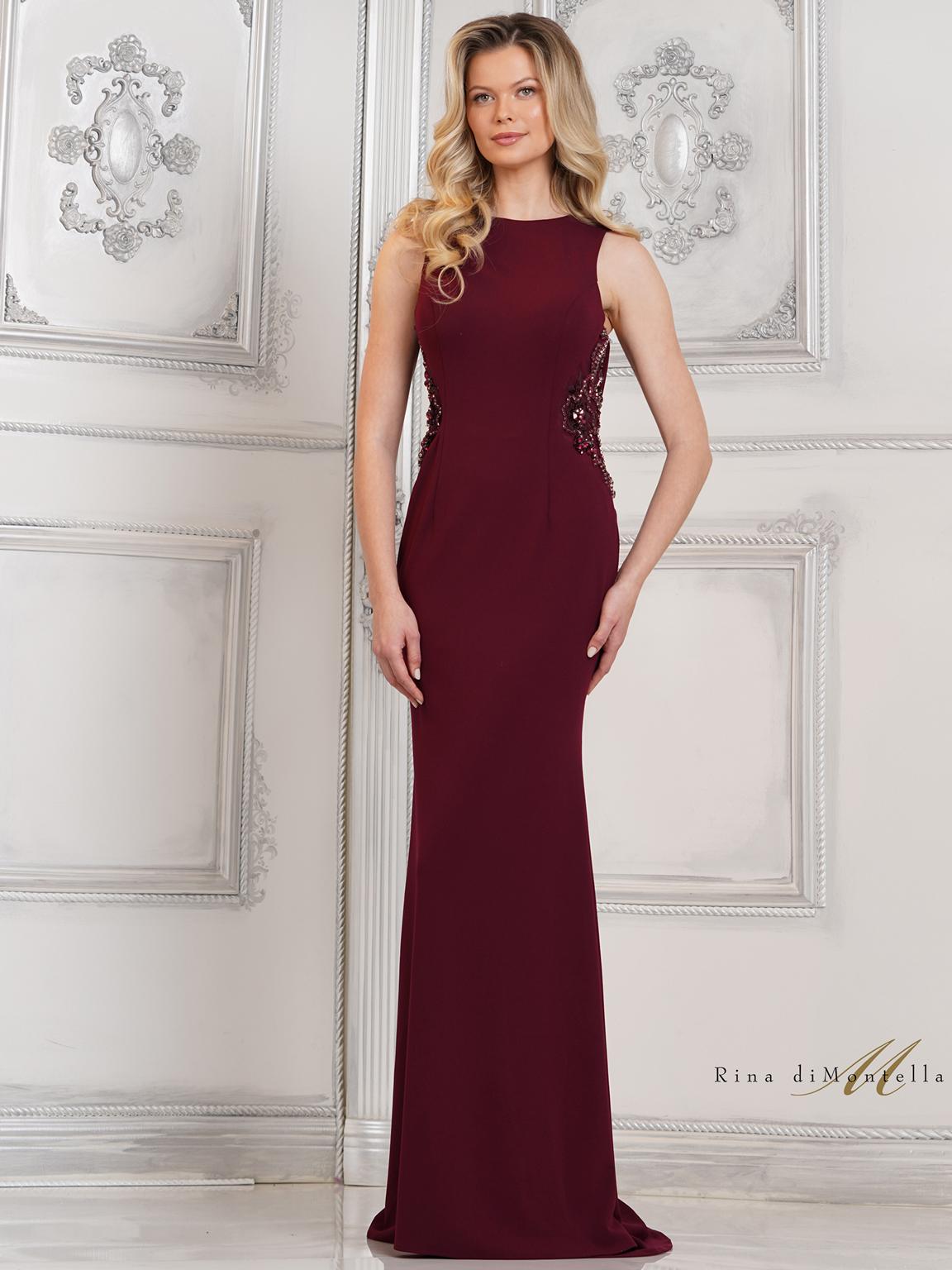 Wine Rina di Montella RD3111 Beaded Long Formal Evening Dress for $549. ...