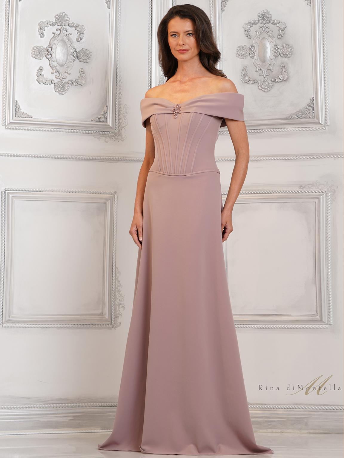 Dusty Rose Rina di Montella RD3131 Fitted Formal Evening Long Gown for ...
