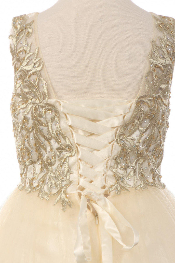 Red Beaded with Embroidered Hemline Gown Flower Girl Dress for $172.99 ...