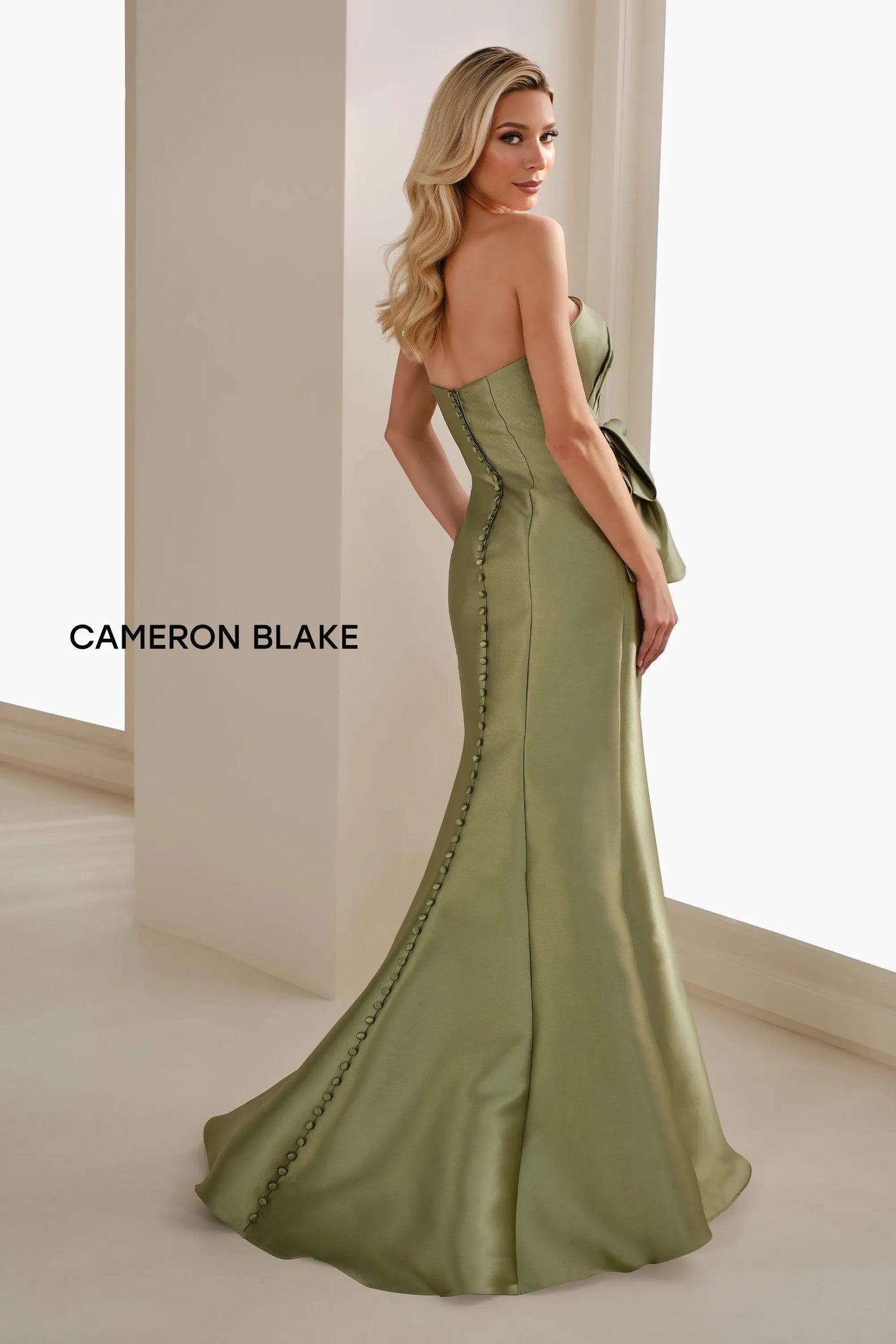 Cameron Blake CB909 Long Mermaid Formal Pleated Evening Gown
