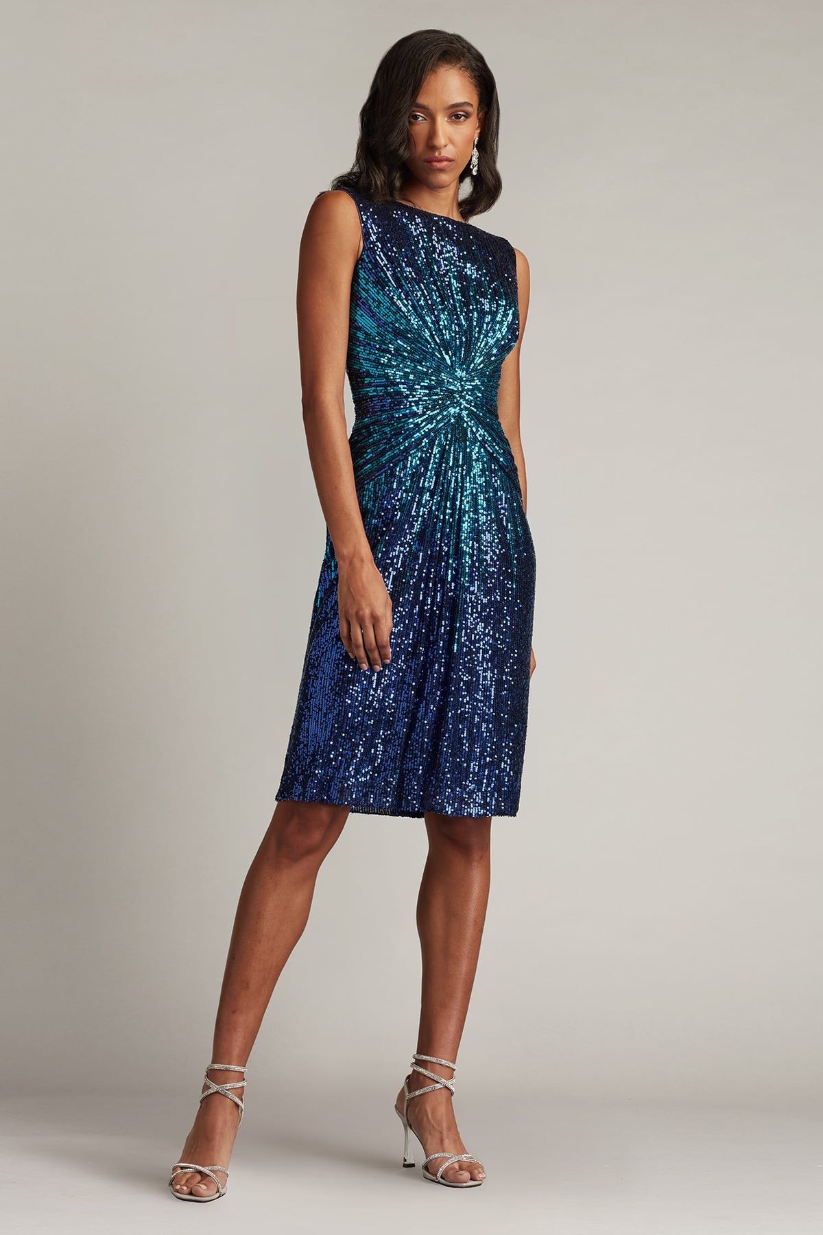 Tadashi Shoji CIR25442M Fitted Sequin Short Cocktail Dress