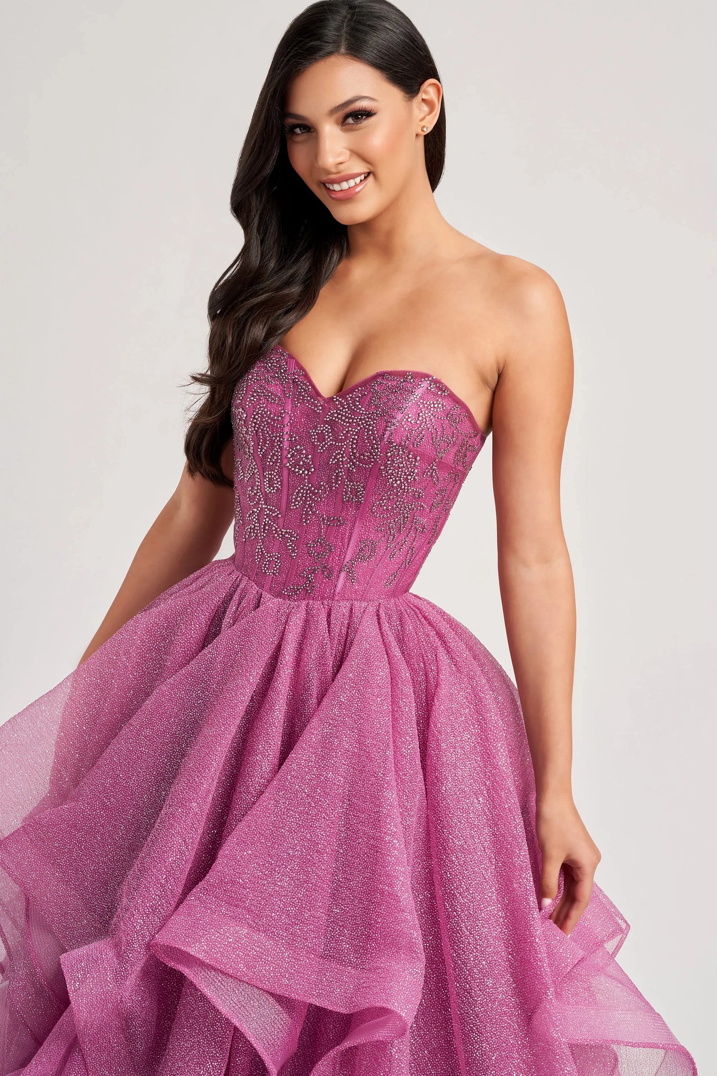 Diamond White Colette by Daphne CL8200 Long Glitter Ball Gown Formal ...