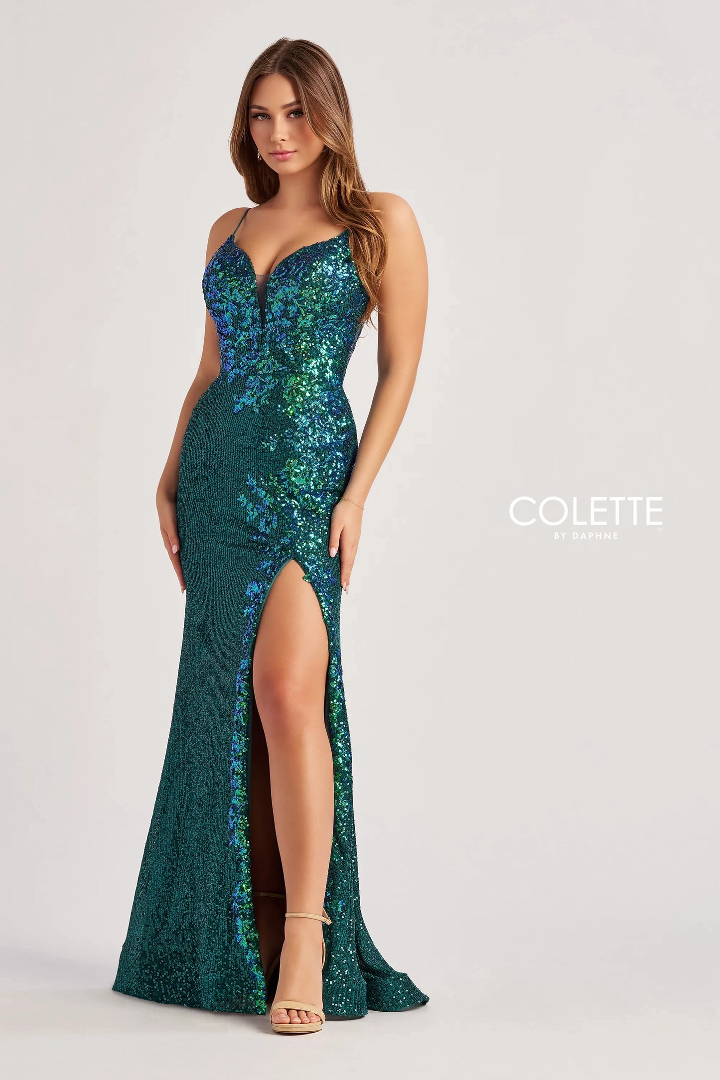 Black/Silver Colette by Daphne CL8425 Long Sequin Formal Prom Dress for ...