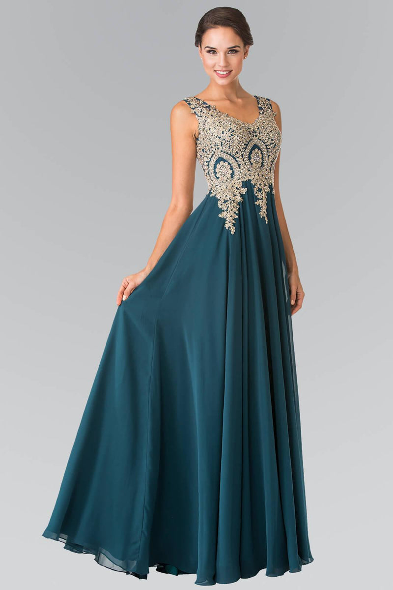 Embroidered Chiffon Long Prom Dress Formal | Dress Outlet