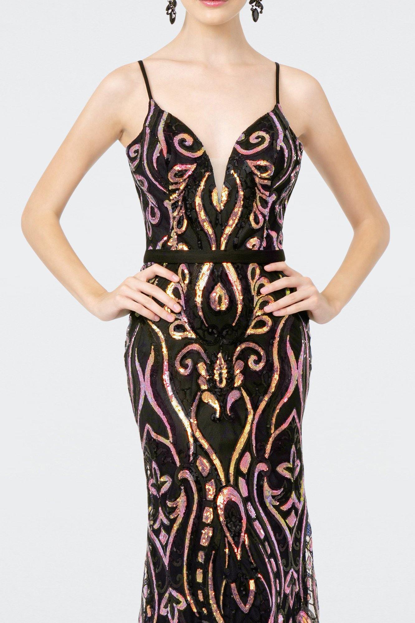 Black Formal Iridecent Sequin Pattern Long Prom Dress for $135.99 – The ...