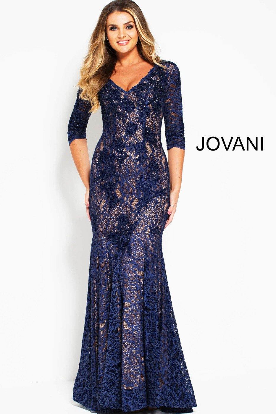Navy Jovani 54835 Long Fitted Formal Dress for $274.99 – The Dress Outlet
