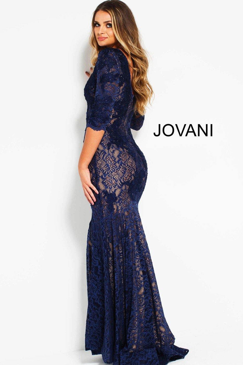Navy Jovani 54835 Long Fitted Formal Dress for $274.99 – The Dress Outlet