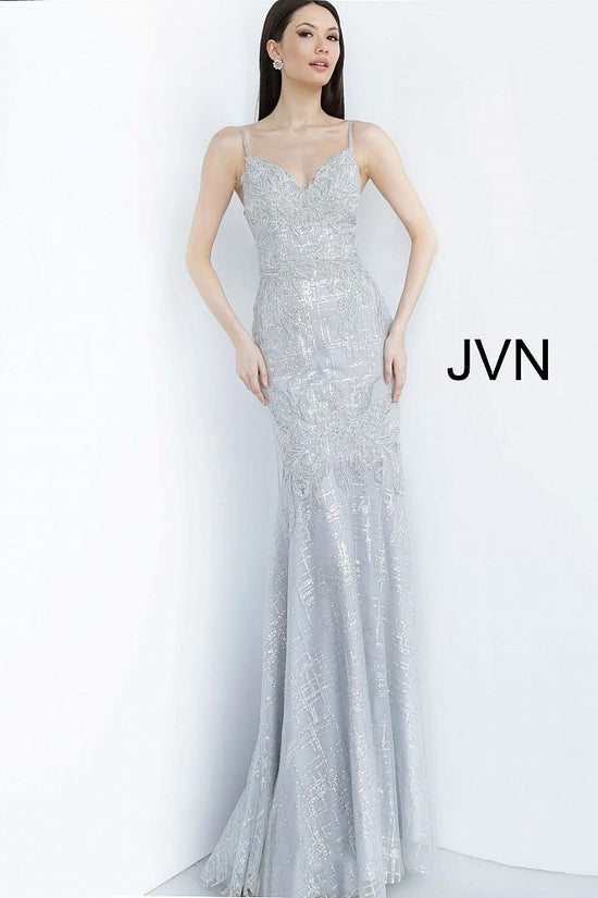 Silver Jovani 68134 Long Formal Prom Gown for $239.99 – The Dress Outlet
